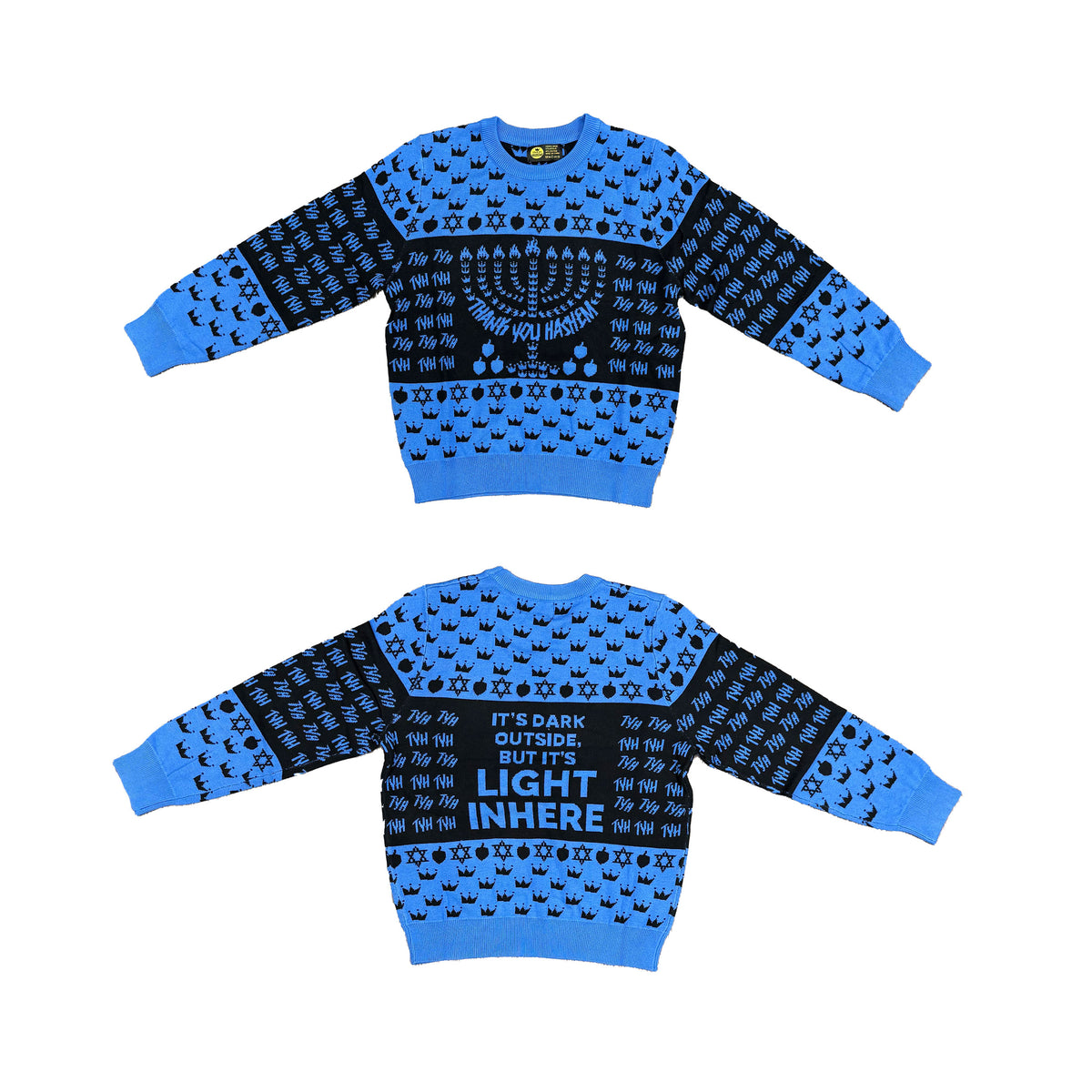 Chanukah Sweater - Blue/Black – Thank You Hashem